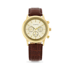 Tempo Men’s Fashion Multifunction Gold Tone Watch