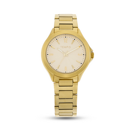 Tempo Ladies Gold Tone Round Bangle Watch Set