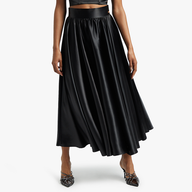 Luella Satin A-Line Midi Skirt