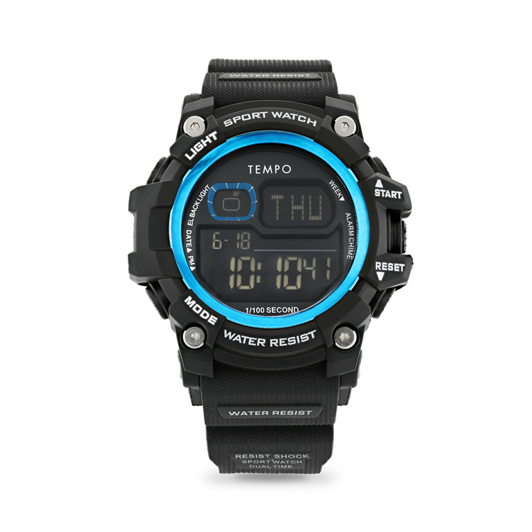 Tempo Men's Black Sports Watch