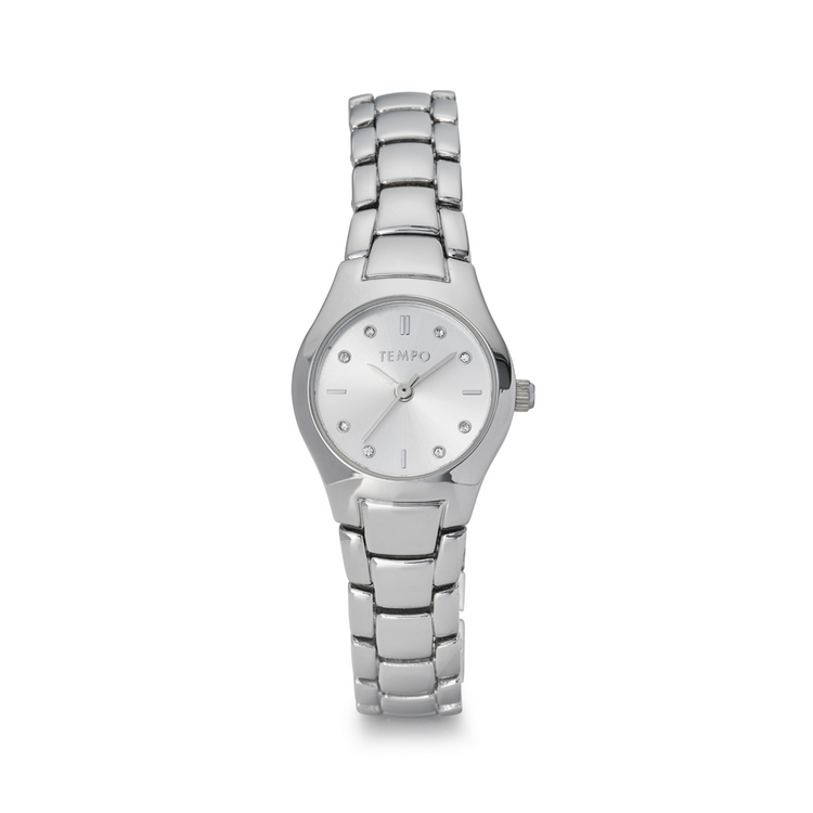 Tempo Women's Sparkle Silver Toned Watch