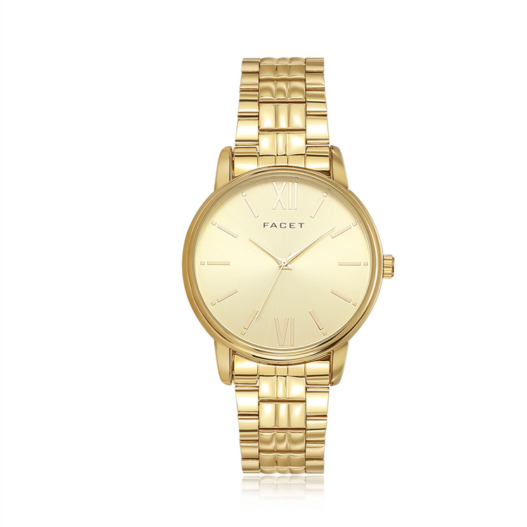 Facet Men’s Gold Tone Bracelet Watch