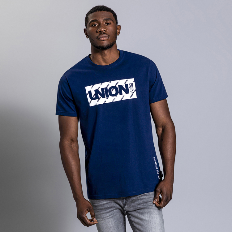 Union-DNM Midnight Blue Regular Fit Allover Box T-Shirt