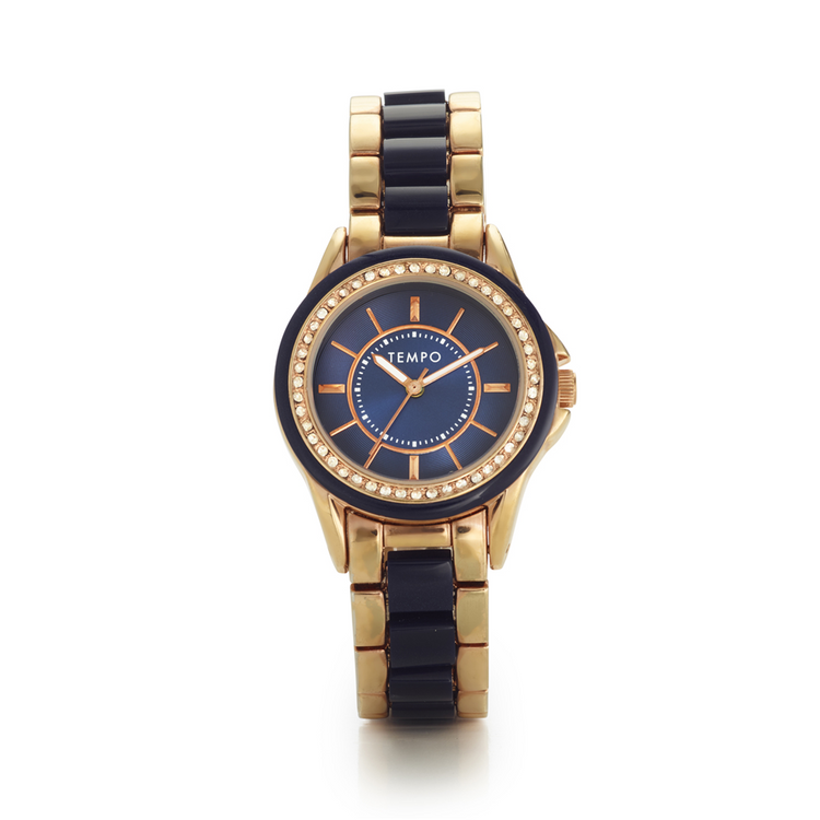 Tempo Ladies Rose & Navy Tone Bracelet Watch