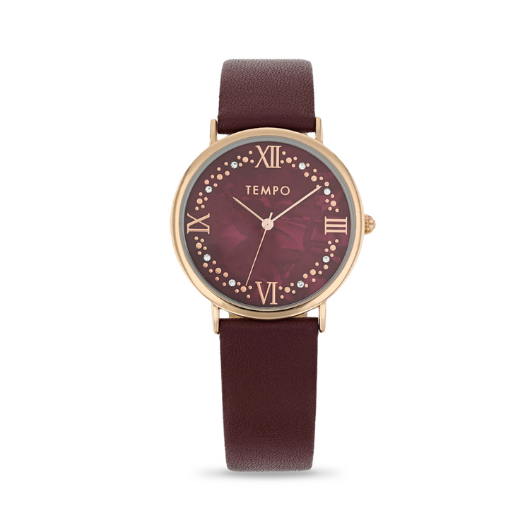 Tempo Classic Ladies Plum Leather Watch