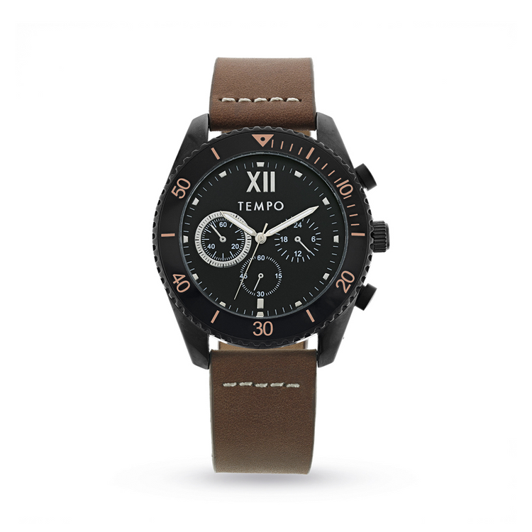 Tempo Men's Analogue Leather Watch