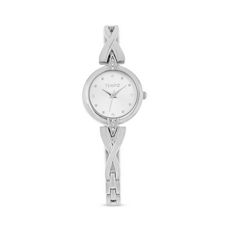 Tempo Ladies Silver Toned Bangle Watch
