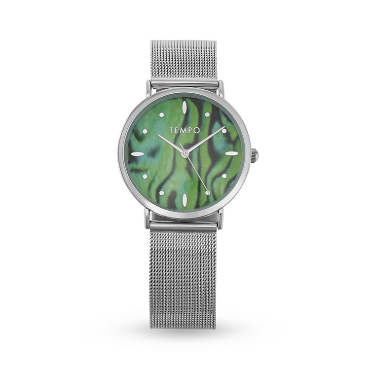 Tempo Ladies Silver Toned Mesh Watch