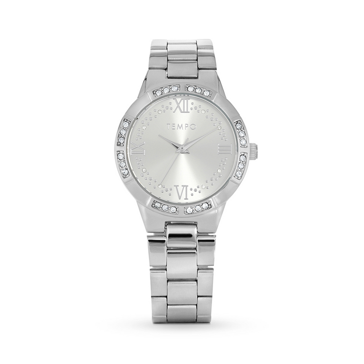 Tempo Woman's Silver Dial Silver Tone Bracelet Watch