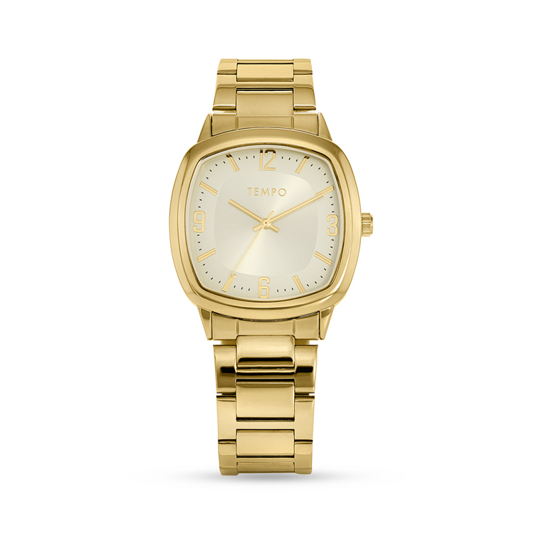 Tempo Men’s Gold Tone Rectangle Bracelet Watch