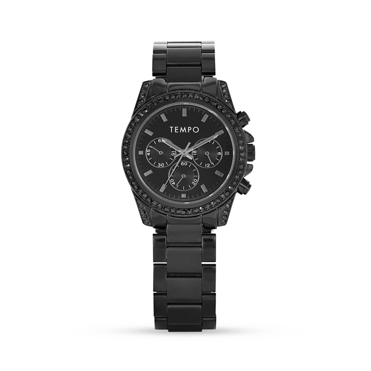 Tempo Woman's Black Multi Fashion Dial Bracelet Watch