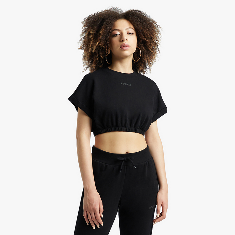 Redbat Classics Women's Black Cropped Sweat Top