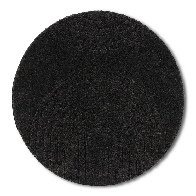 Ava Round Modern Textured Black Carpet